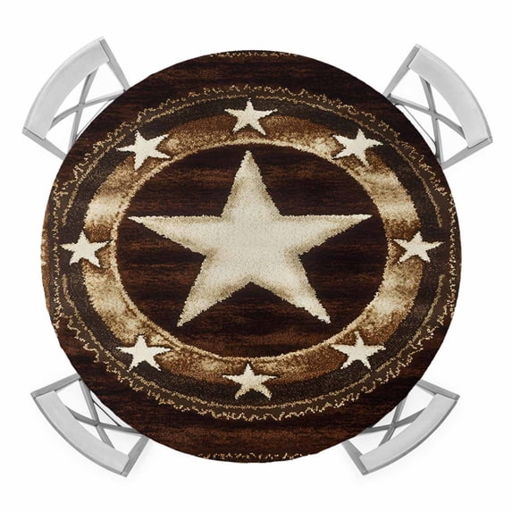 Brown Texas Star Western Round Tablecloth for 45-54 Inch Tables, Fitted ...