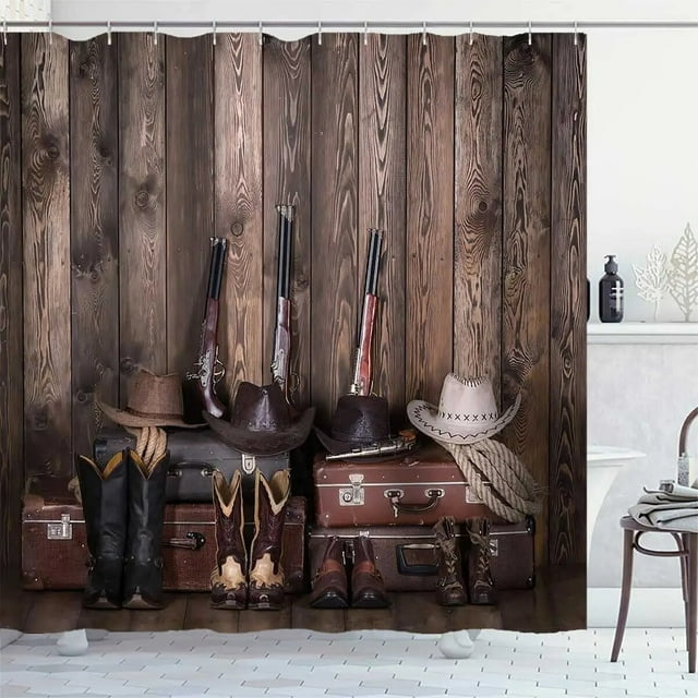 Brown Texas Star Western Shower Curtains Primitive Star Red and Beige ...