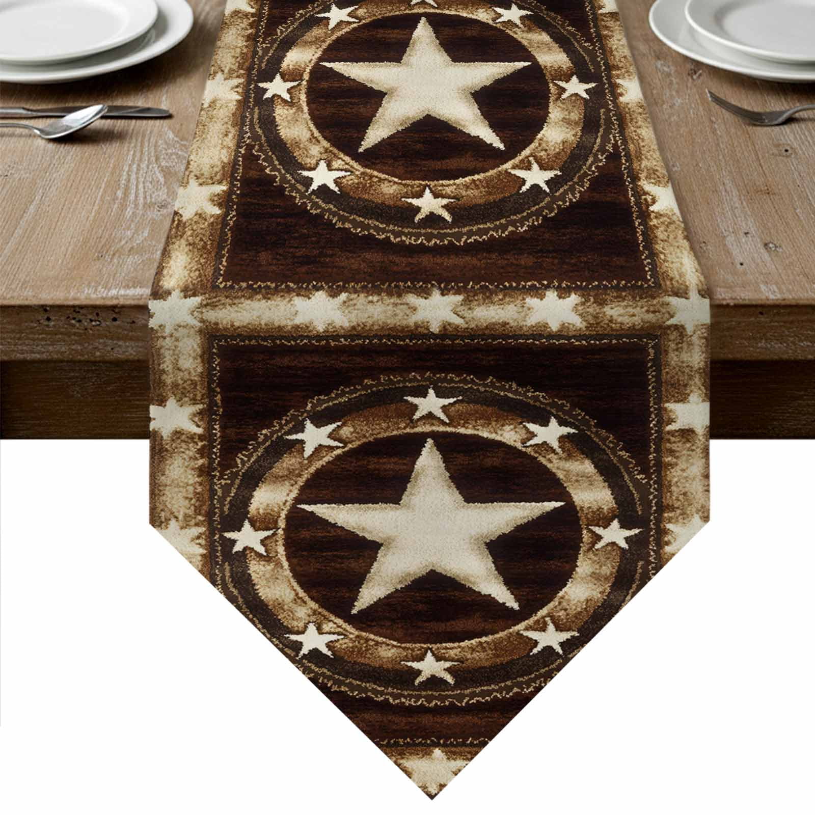 Brown Texas Star Western Table Runner Linen Burlap Table Runner 72 ...