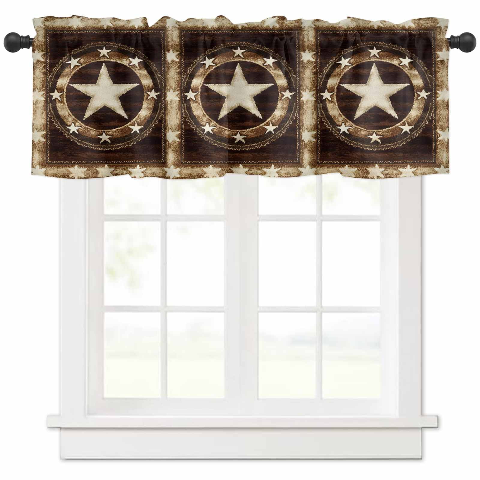 Brown Texas Star Western Valances for Windows Farmhouse Kitchen ...