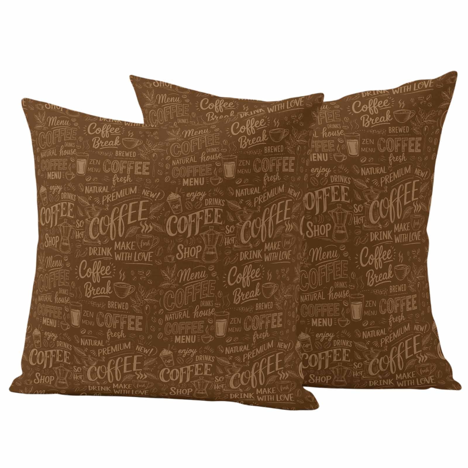 Brown Theme Outdoor Pillow Covers Set of 2 Modern Bread Coffee Pot Milk ...