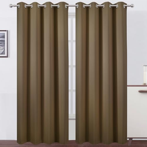 Brown Thermal Blackout Curtains/52 x 95 Inch/Set of 2 Panels Room ...