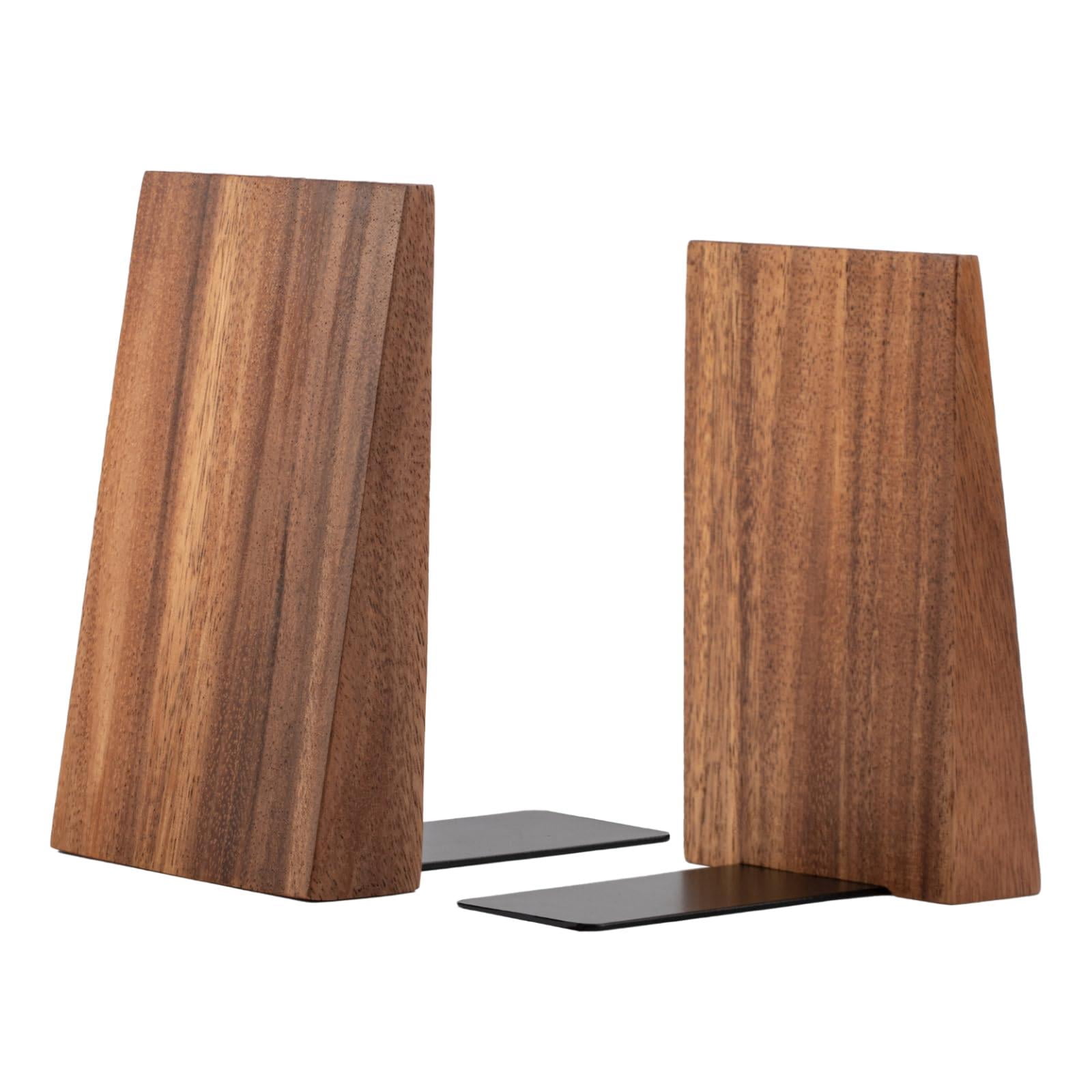 Brown Thickened Solid Wooden Bookends for Heavy Books Desktop Shelves ...