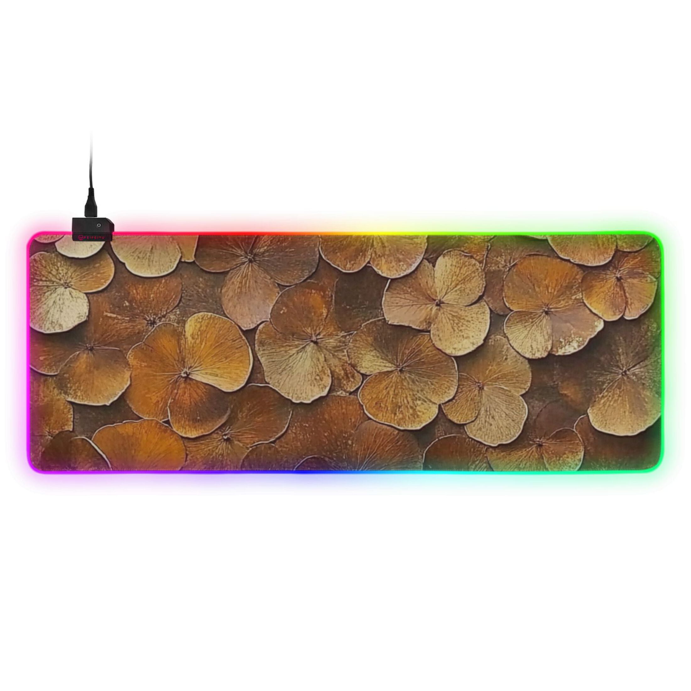 Brown Three Leaf RGB Gaming Mouse Pad Large Keyboard Mat Rubber Base 13 ...