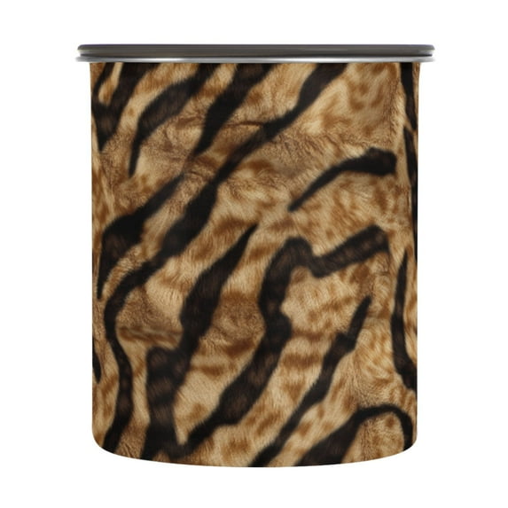 Brown Tiger Print Airtight Coffee Bean Canister 30oz Food Storage ...