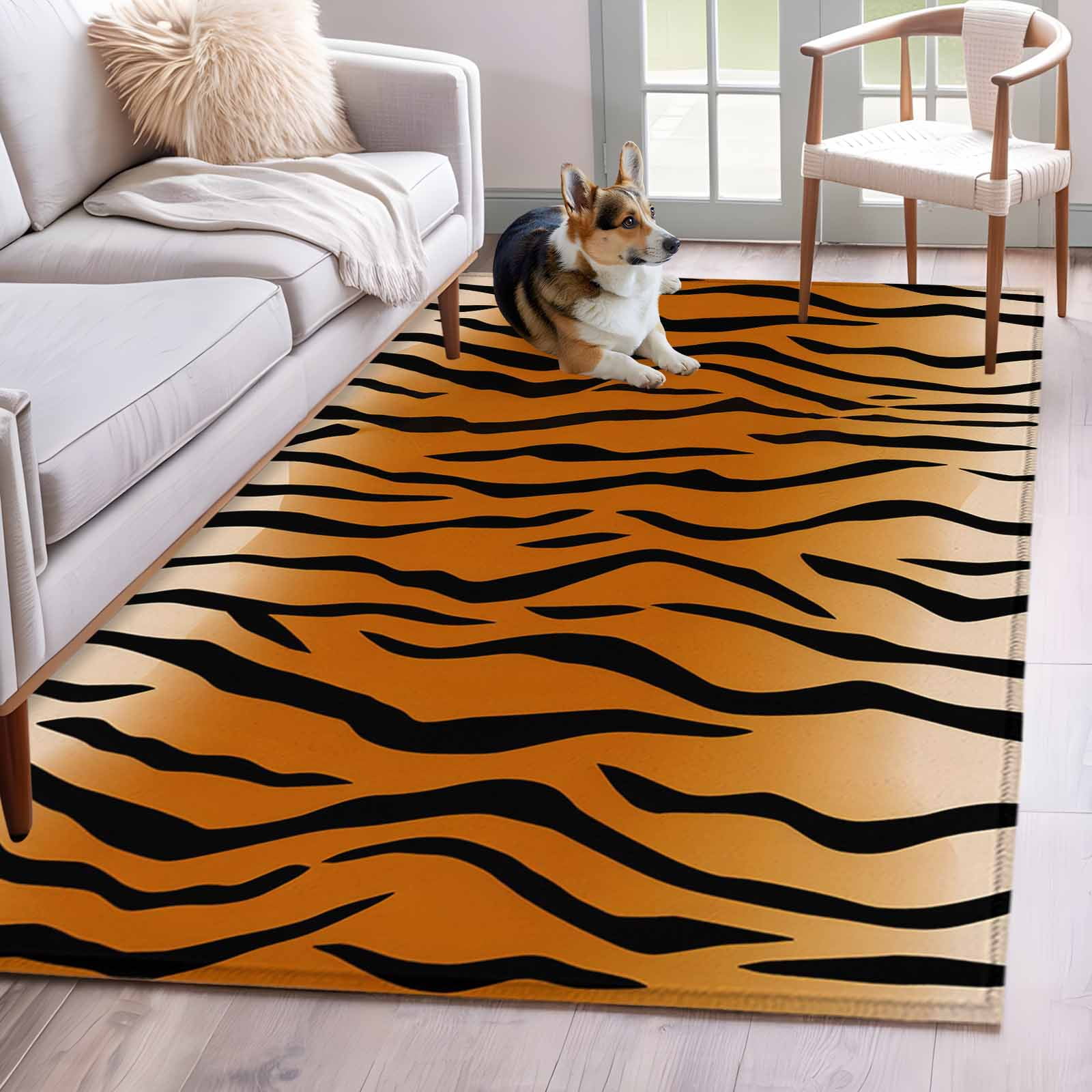 Brown Tiger Skin Area Rugs 3x5 ft Abstract Farm Brown Tiger Animal ...
