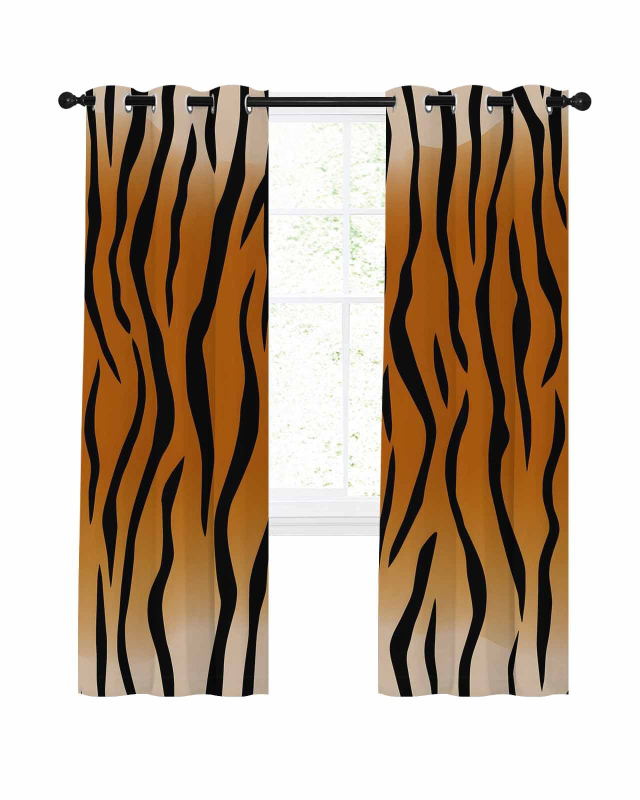 Brown Tiger Skin Blackout Curtains 63 Inch Length Abstract Farm Brown ...