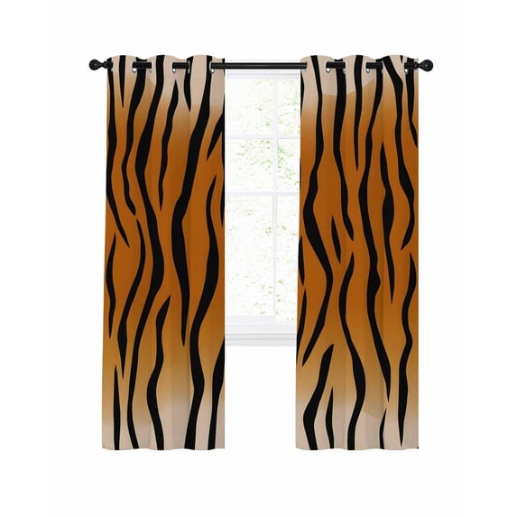 Brown Tiger Skin Blackout Curtains 63 Inch Length Abstract Farm Brown ...