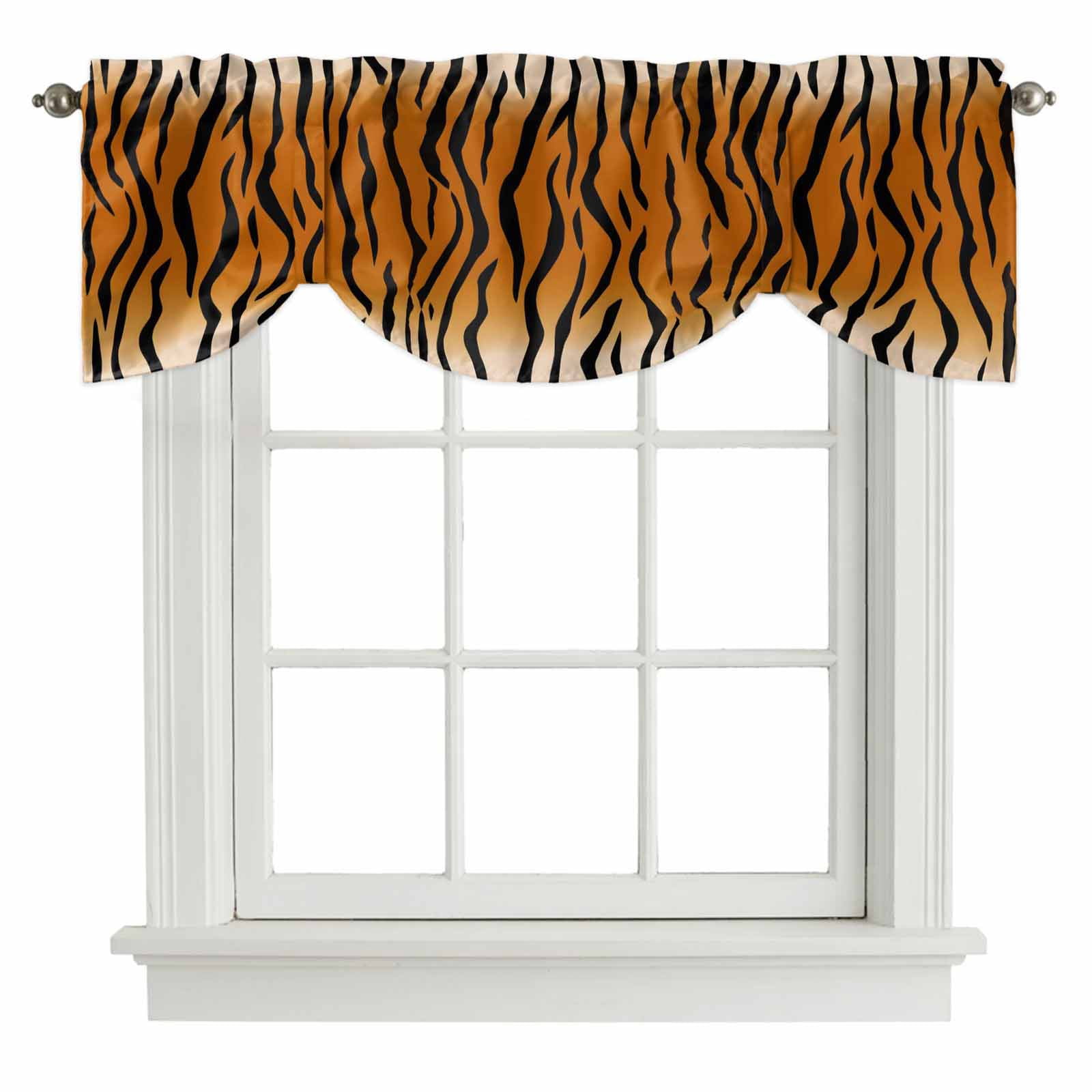 Brown Tiger Skin Tie Up Valance Curtains Abstract Farm Brown Tiger ...