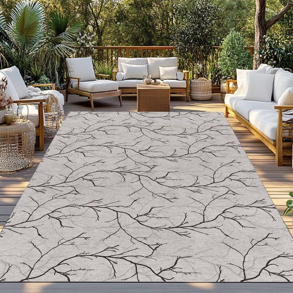Brown Tree Branch Indoor Outdoor Rugs 5x8 Ft, Retro Classic Art Brown ...