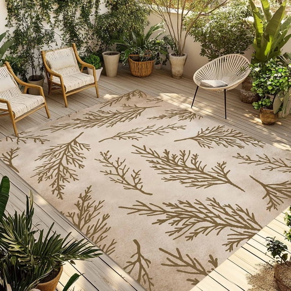 Brown Tree Branches Outdoor Rug for Patio/Deck/Porch, Non-Slip Large ...