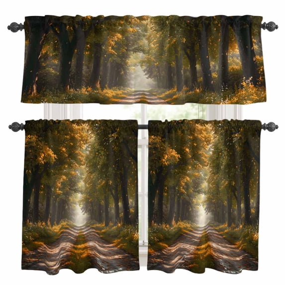 Brown Trees Kitchen Curtains Sets for Windows 36 Inch Length, Forest ...