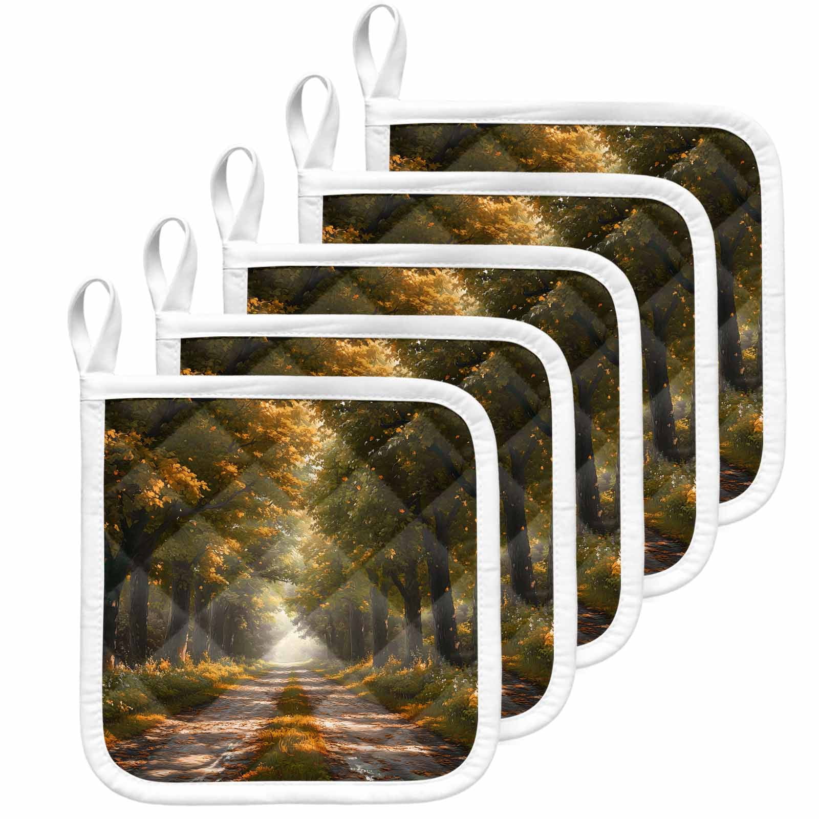 Brown Trees Pot Holders for Kitchen Heatproof Potholder, 5 Pack Forest ...
