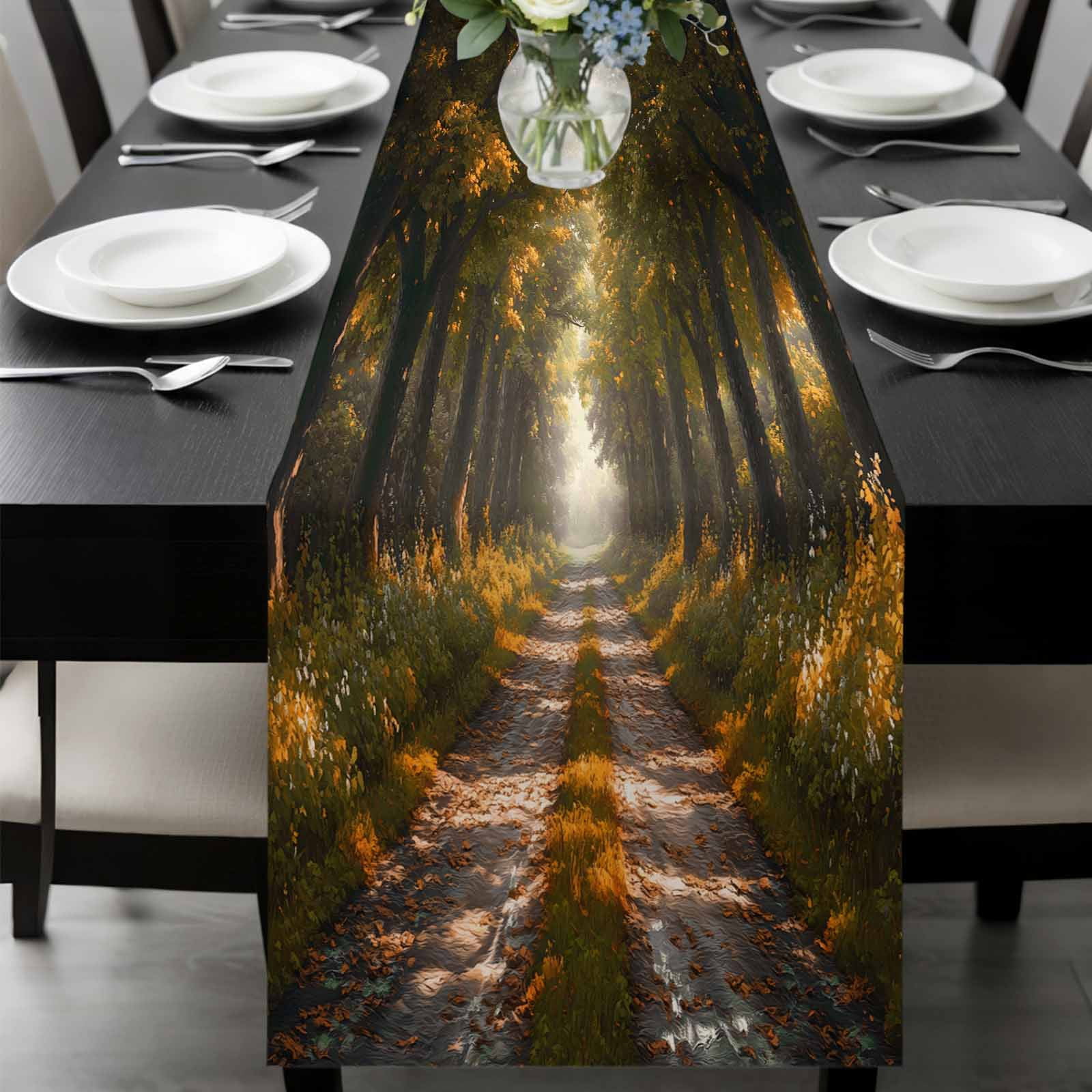 Brown Trees Table Runner 48 Inches Long, Forest Art Decor Spring Summer ...