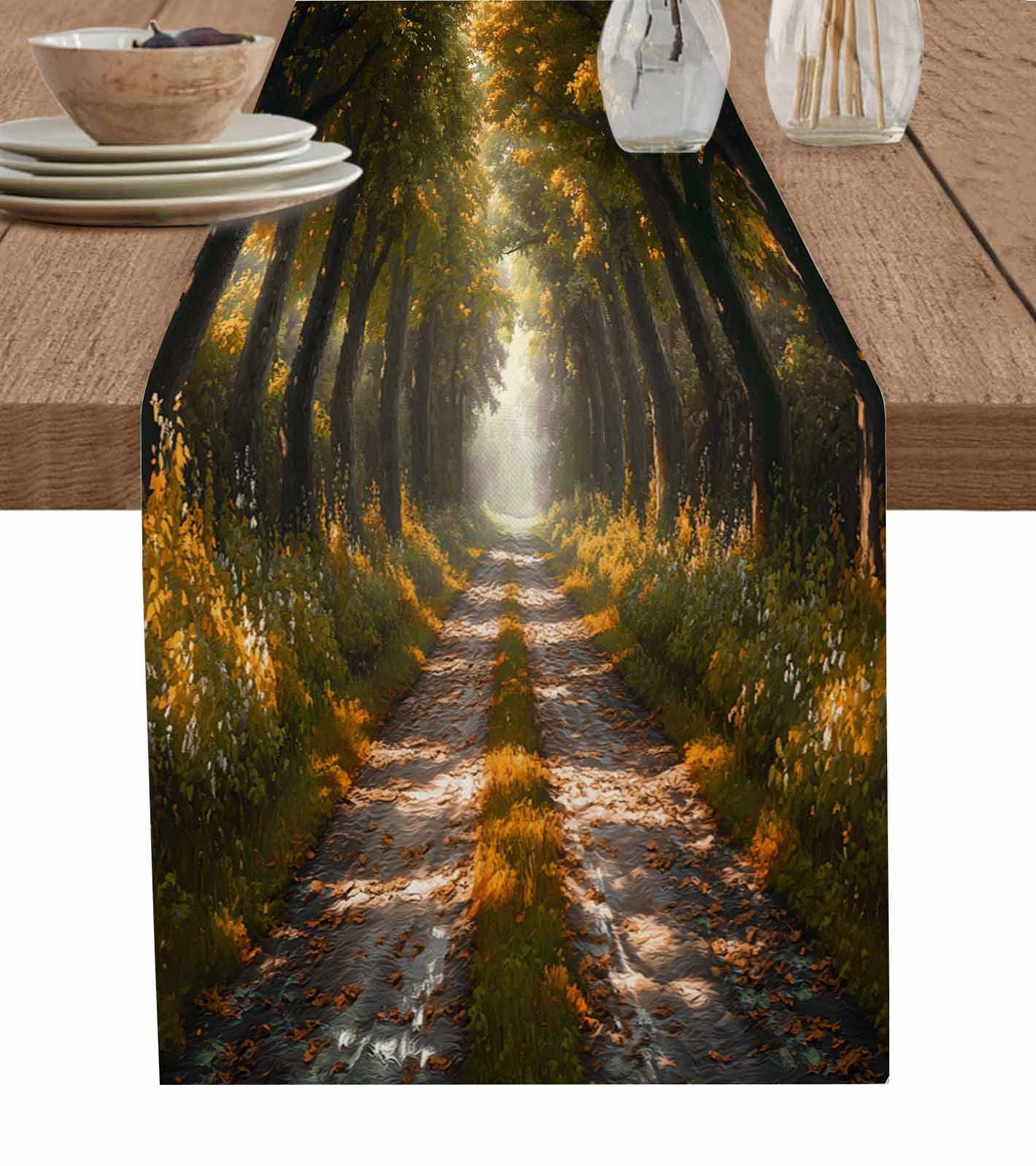 Brown Trees Table Runner 72 Inches, Forest Art Decor Spring Summer ...