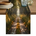 Brown Trees Table Runner, Forest Art Decor Spring Summer Nature Leaf ...