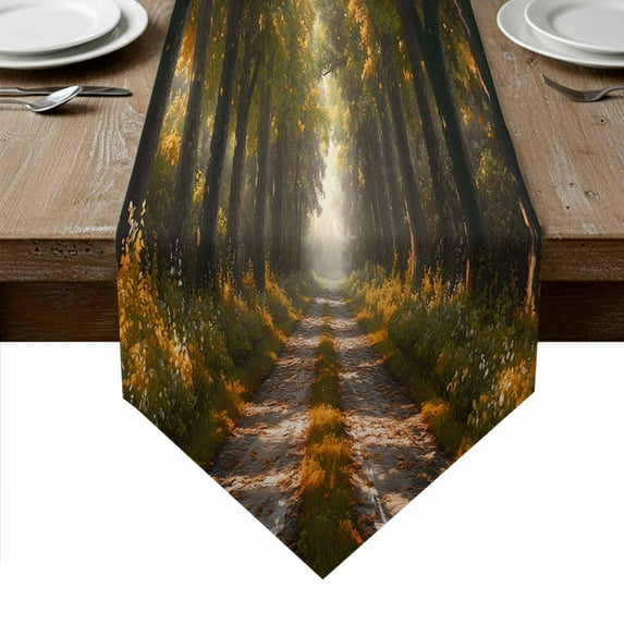 Brown Trees Table Runner Linen Burlap Table Runner 36 Inches Small ...