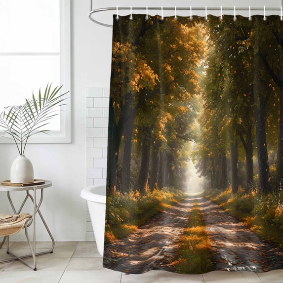 Brown Trees Waterproof Fabric Shower Curtain,Forest Art Decor Spring ...