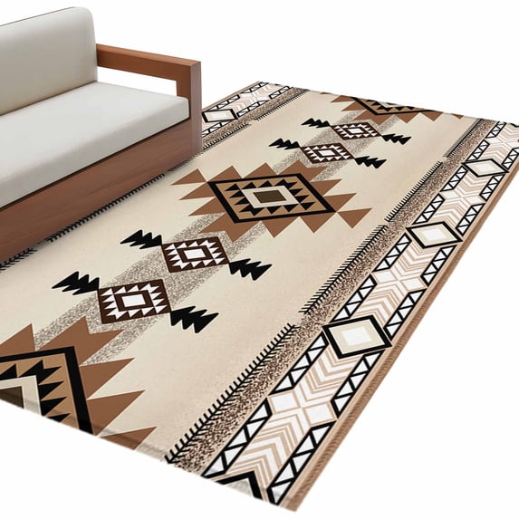 Brown Triangle Combination Area Rug 3x5ft Bohemian Luxury Decoration ...