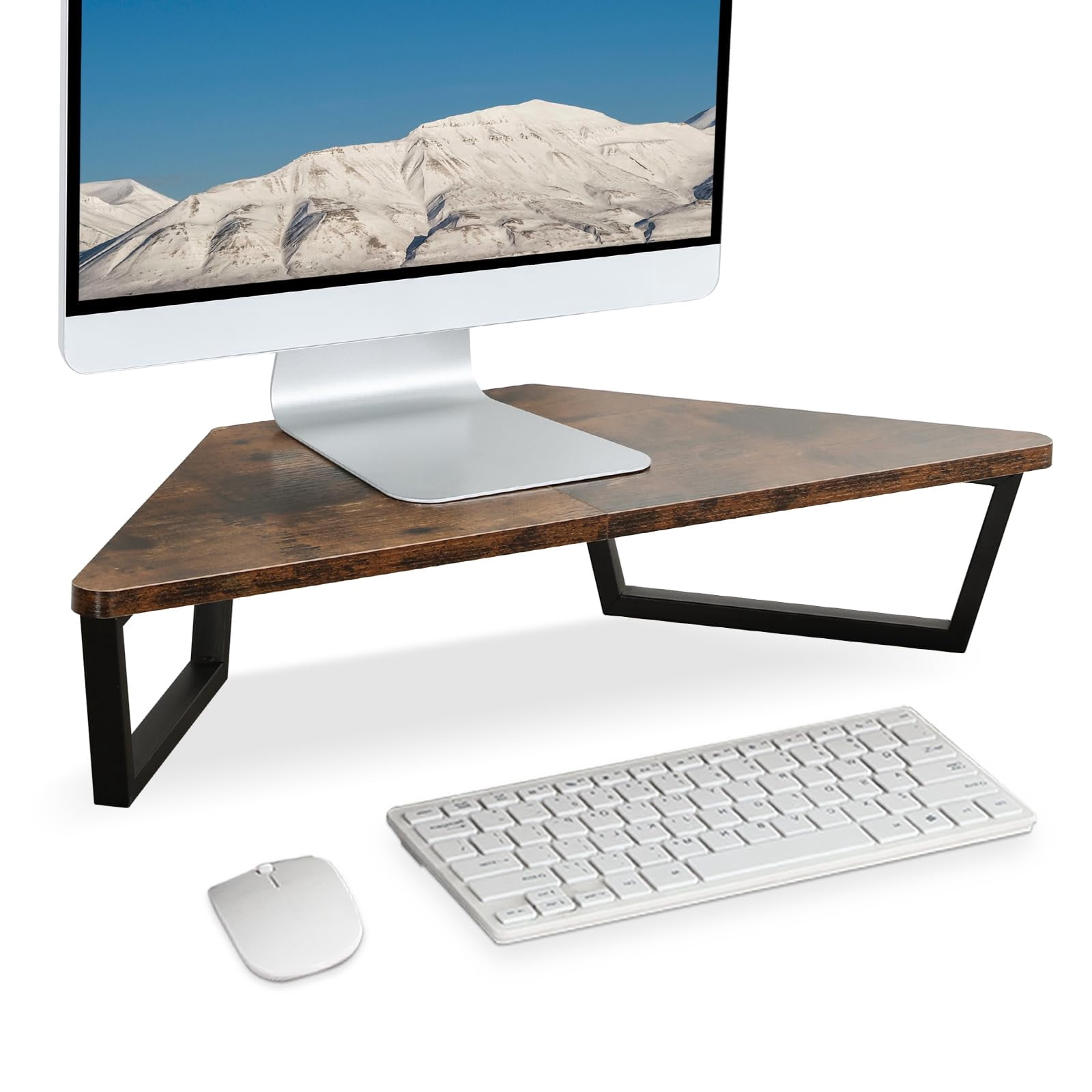 Brown Triangle Monitor Desk Riser Desktop Corner Storage - Walmart.com