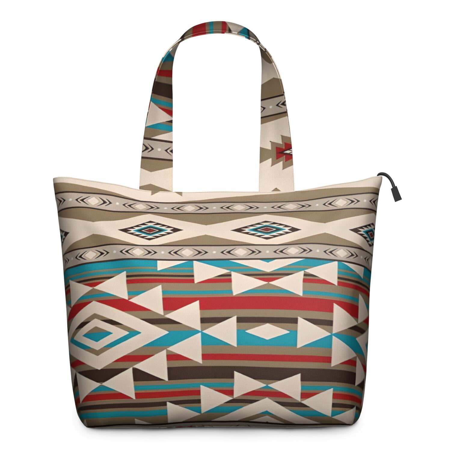 Brown Triangular Geometric Pattern Travel Tote Bags for Women Carry On ...