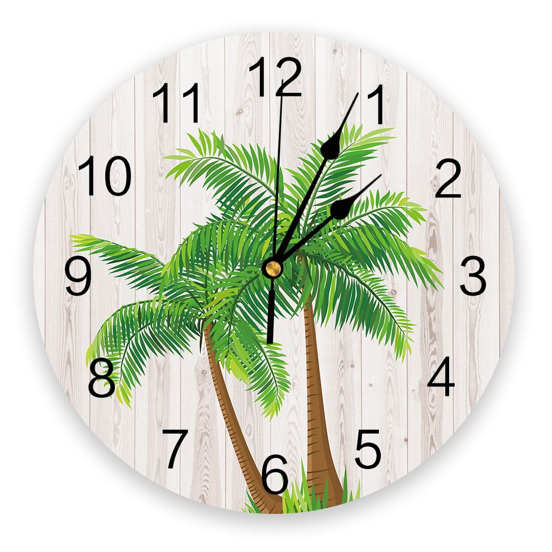 Brown Tropical Plant Coconut Tree Wall Clock Round Style Fashion Modern ...