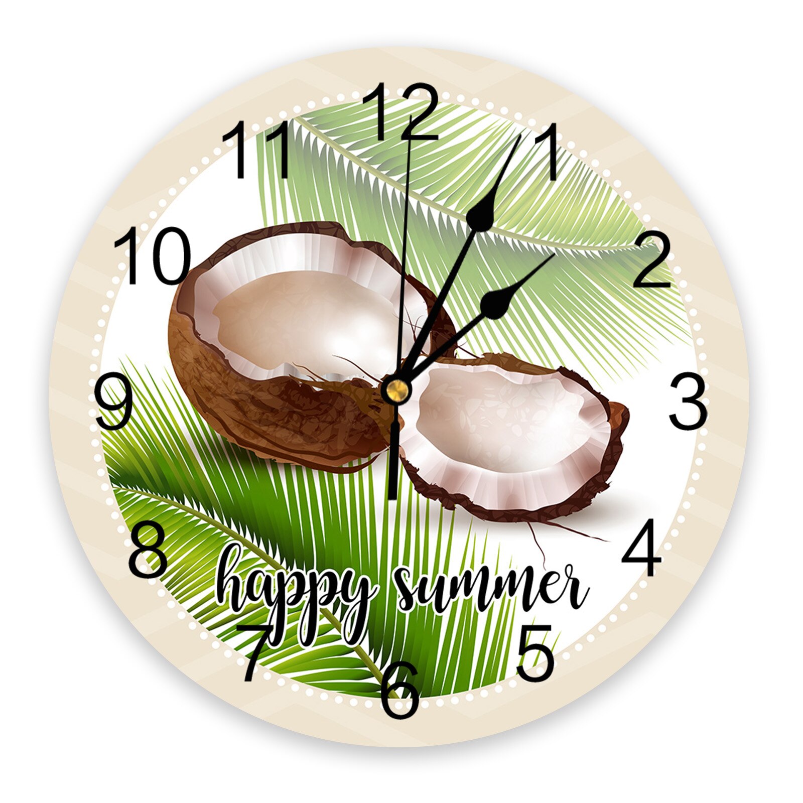 Brown Tropical Plant Coconut Tree Wall Clock Round Style Fashion Modern ...