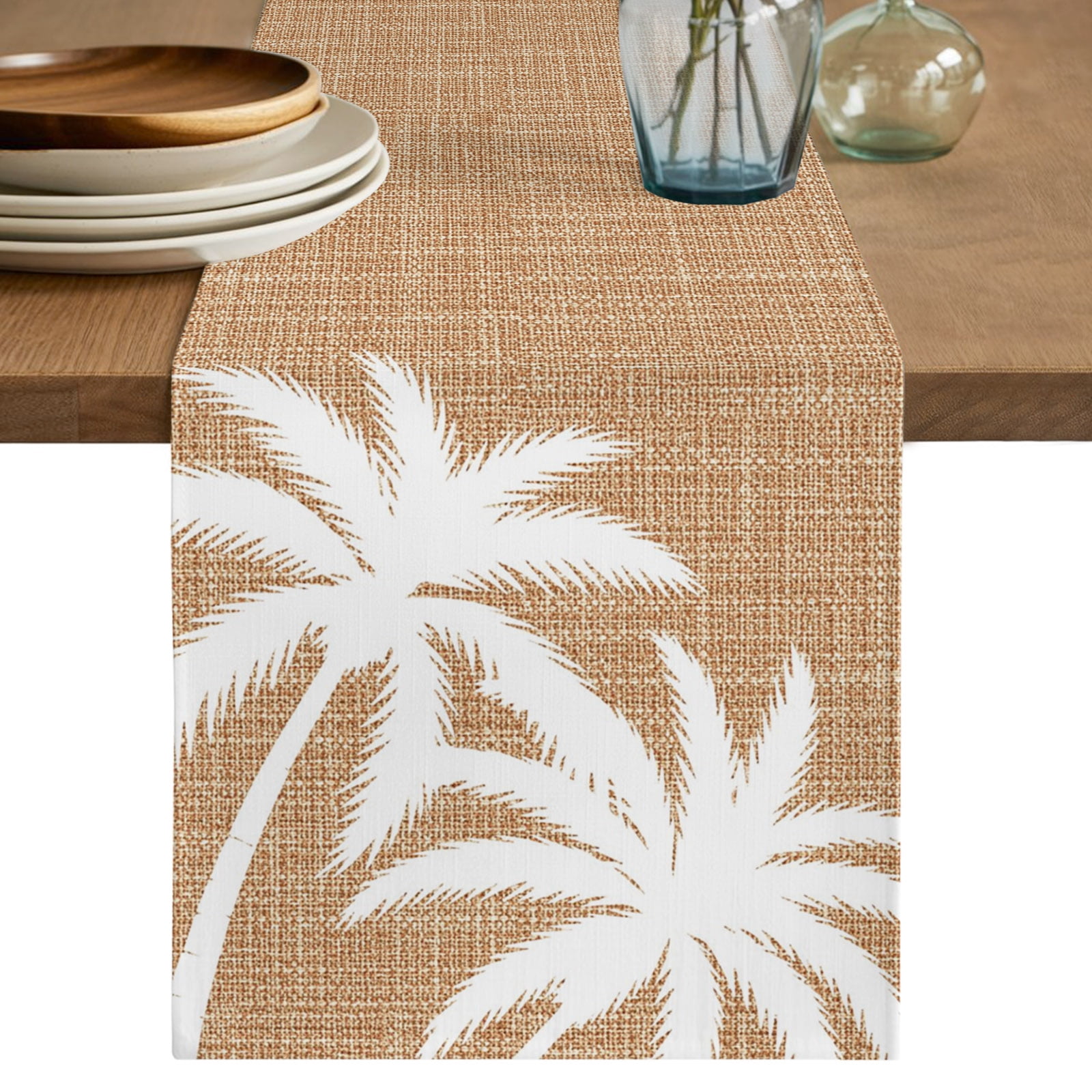 Brown Tropical Tree Table Runner 72 Inches Long,Dining Table Runners ...