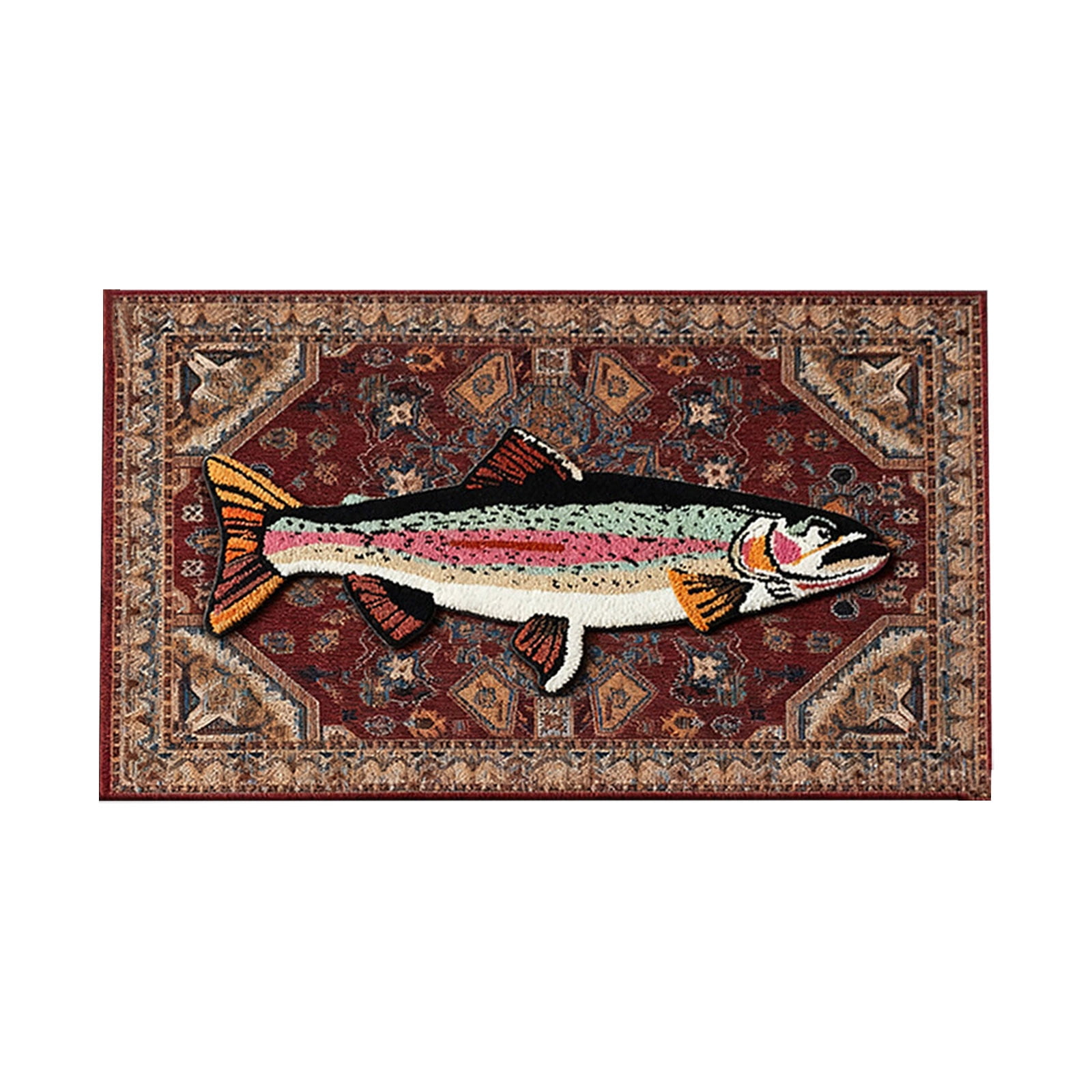 Brown Trout Doormat, Vintage Fish Welcome Mat for Outdoor & Indoor Home ...