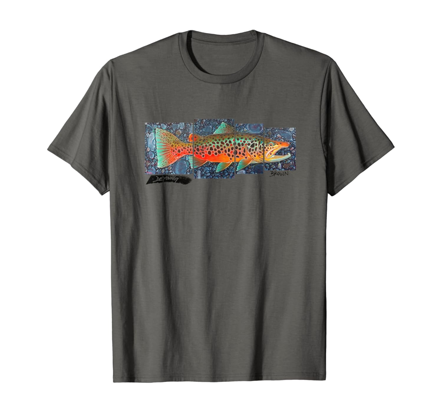 Brown Trout Fish Art Derek DeYoung Parody Fisherman T-Shirt - Walmart.com
