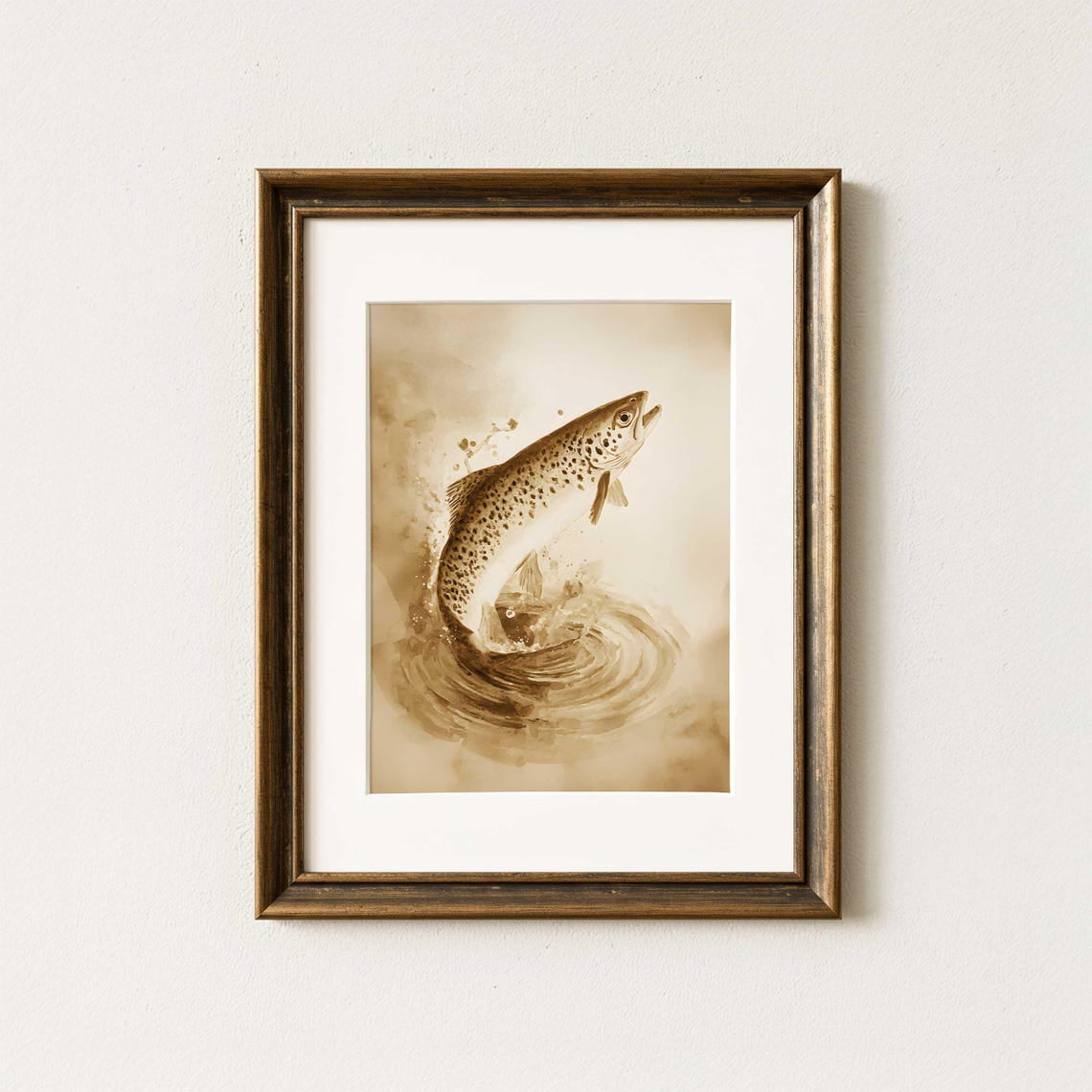 Brown Trout Leaping Art Print, Fishing Wall Art, Trout, Angler, Rustic ...