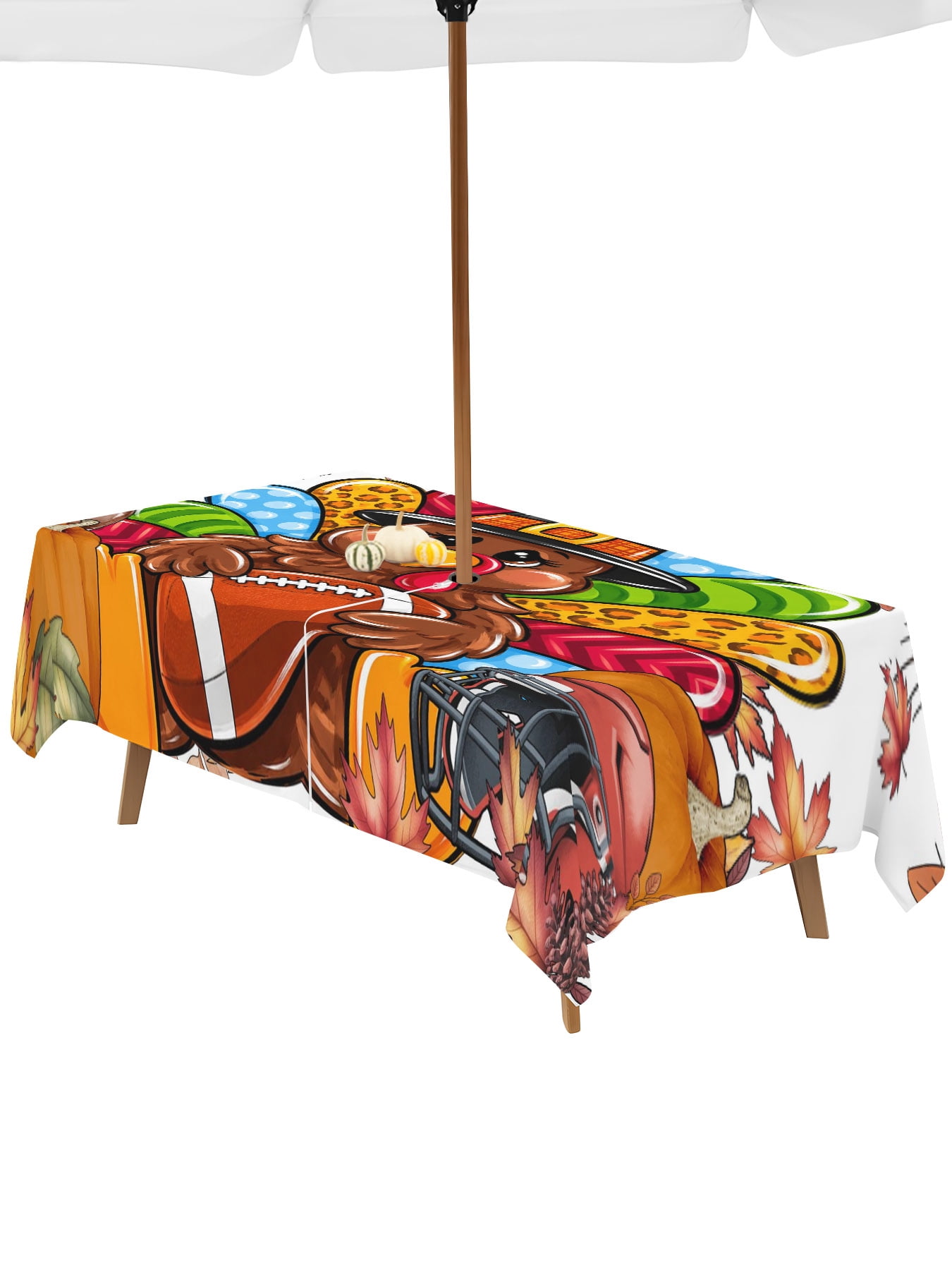 Brown Turkey Fall Table Cloth Rectangle Outdoor Tablecloth ...