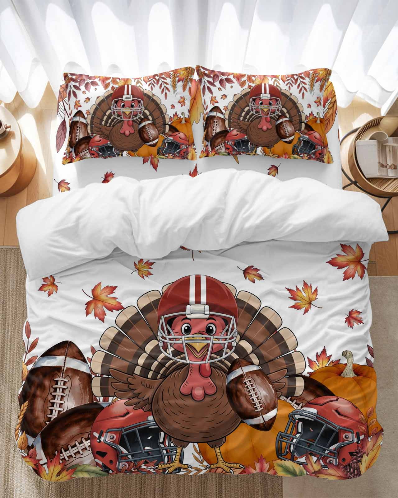 Brown Turkey with Helmet Bedding Duvet Cover Set King Size 4 Pieces ...