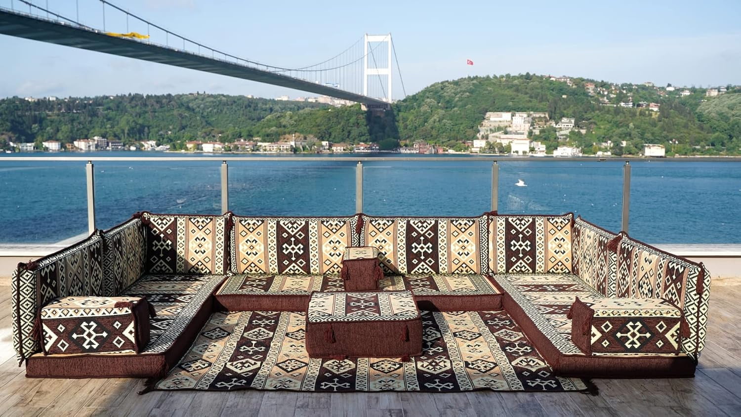 Brown Turkish Sofa Set, Floor Seating for Adults, Arabic Majlis, Floor ...