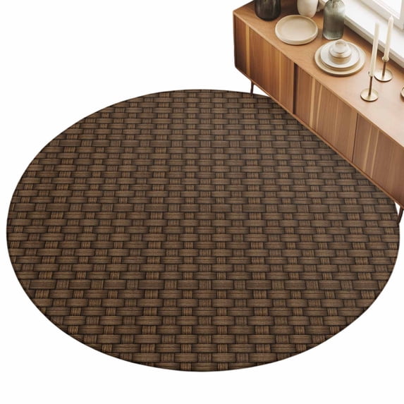 Brown Turquoise 6ft Non Slip Round Area Rug Vintage Minimalist Dark ...