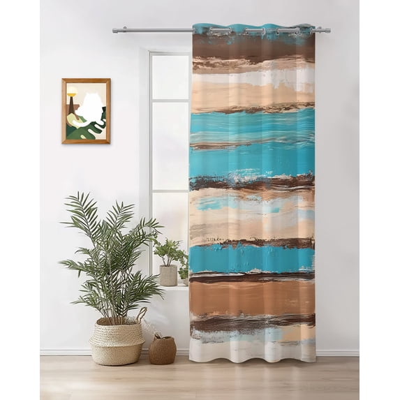 Brown Turquoise Board Curtains 63 inches Long for Living Room Bedroom ...