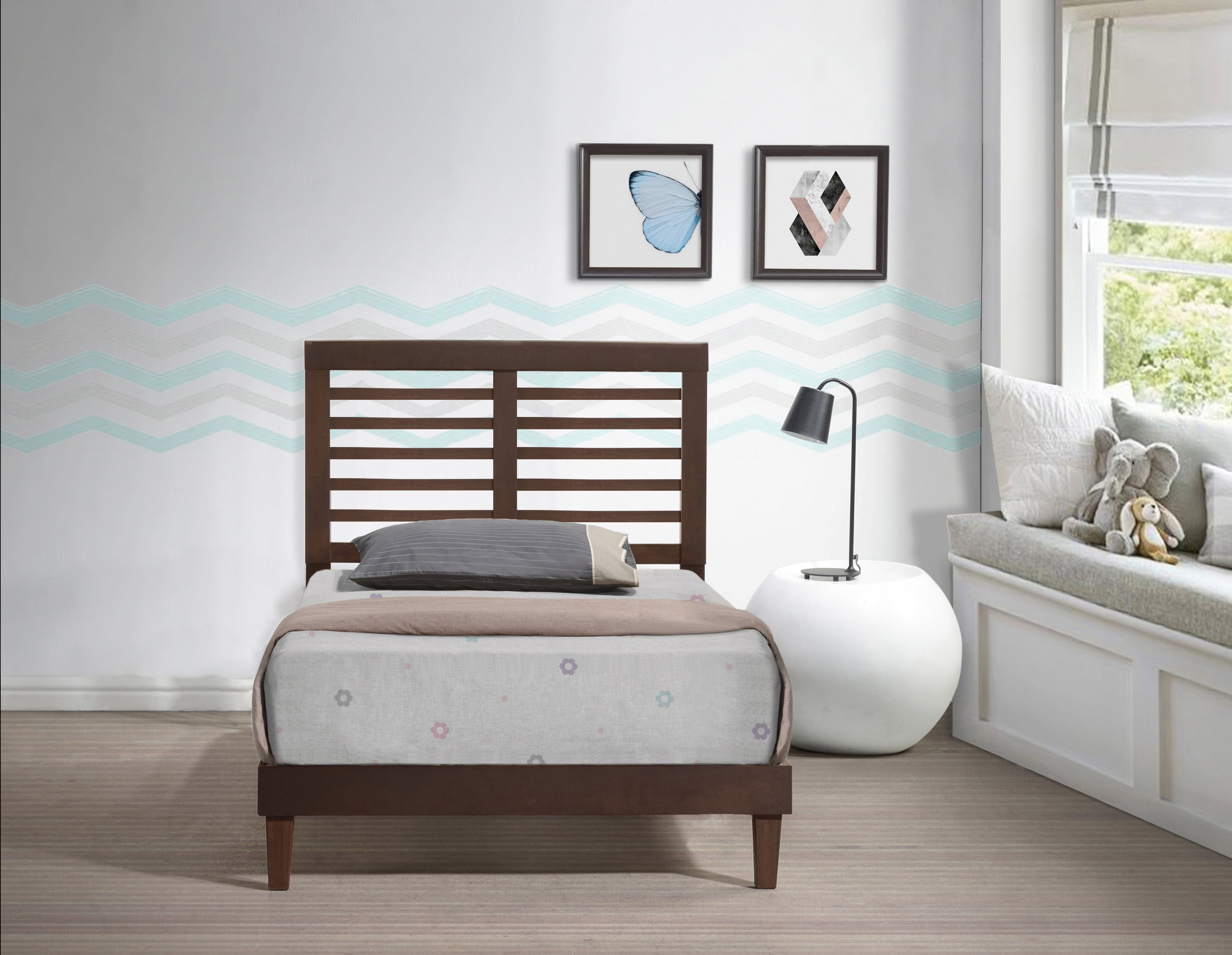 Brown Twin XL Rubberwood and MDF Wooden Platform Bed (Fully Slated ...