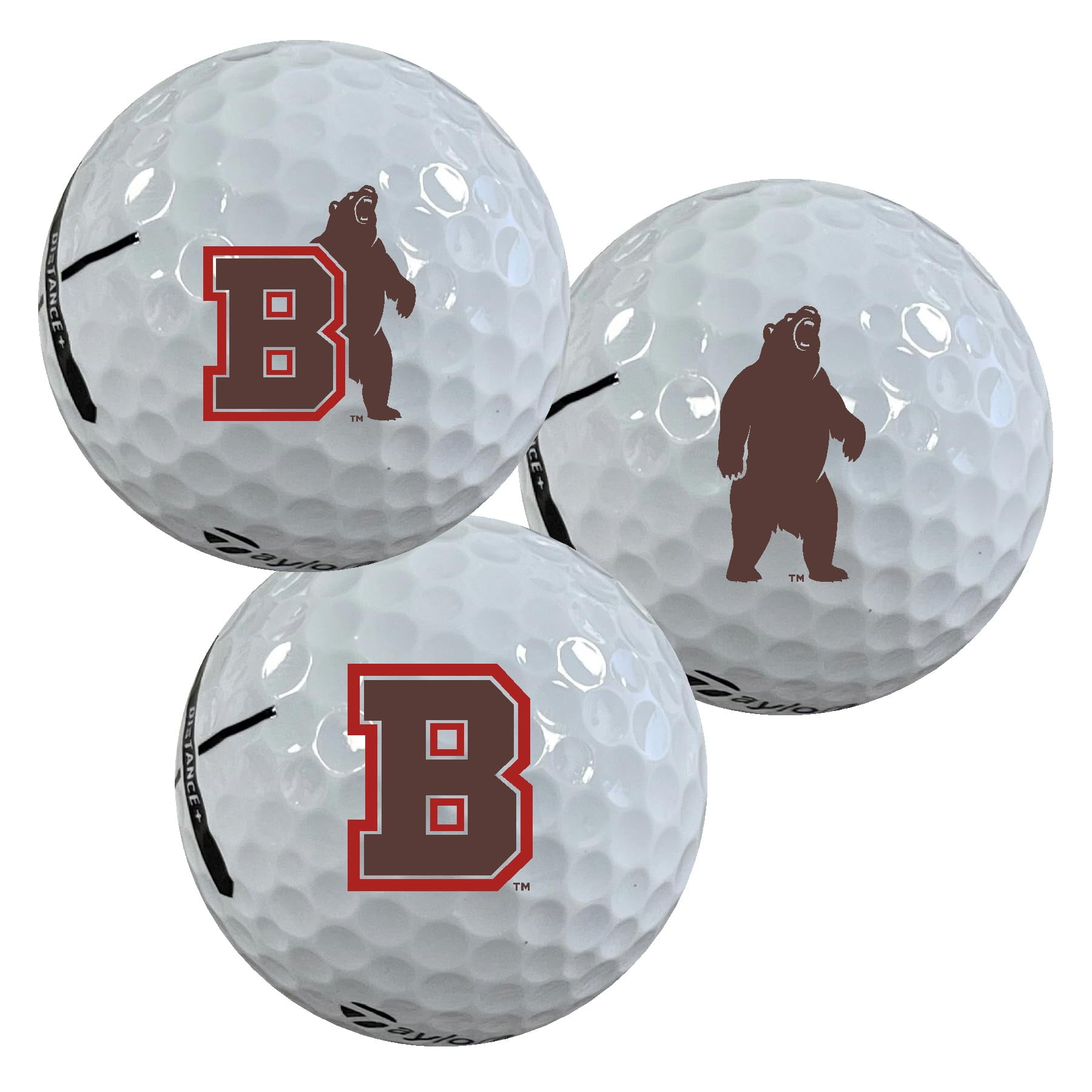 Brown University Bears Logo Edition Taylormade Distance+ Golf Balls 12 ...