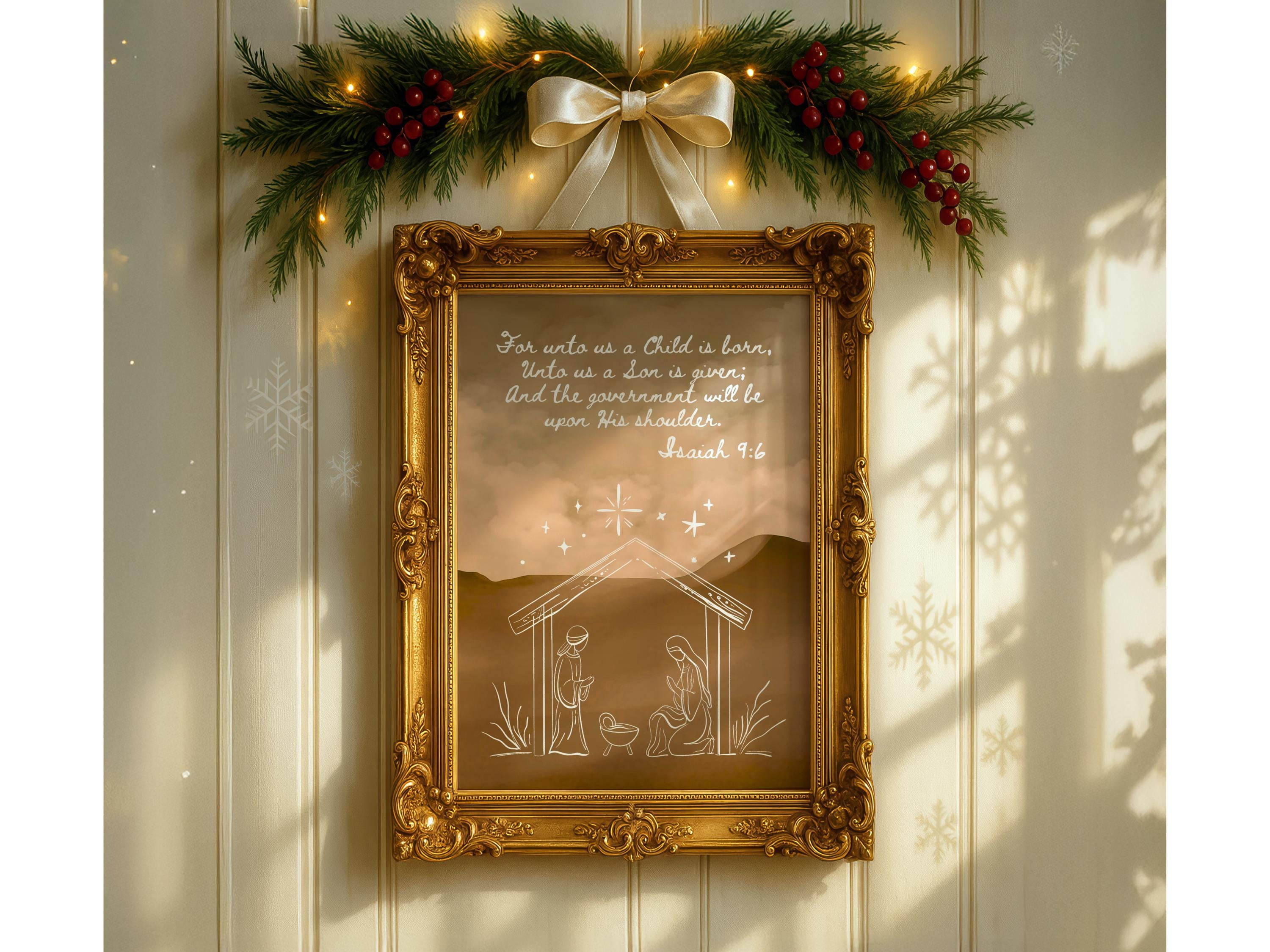 Brown For Unto Us A Child Is Born Print Isaiah Church Kristmas ...