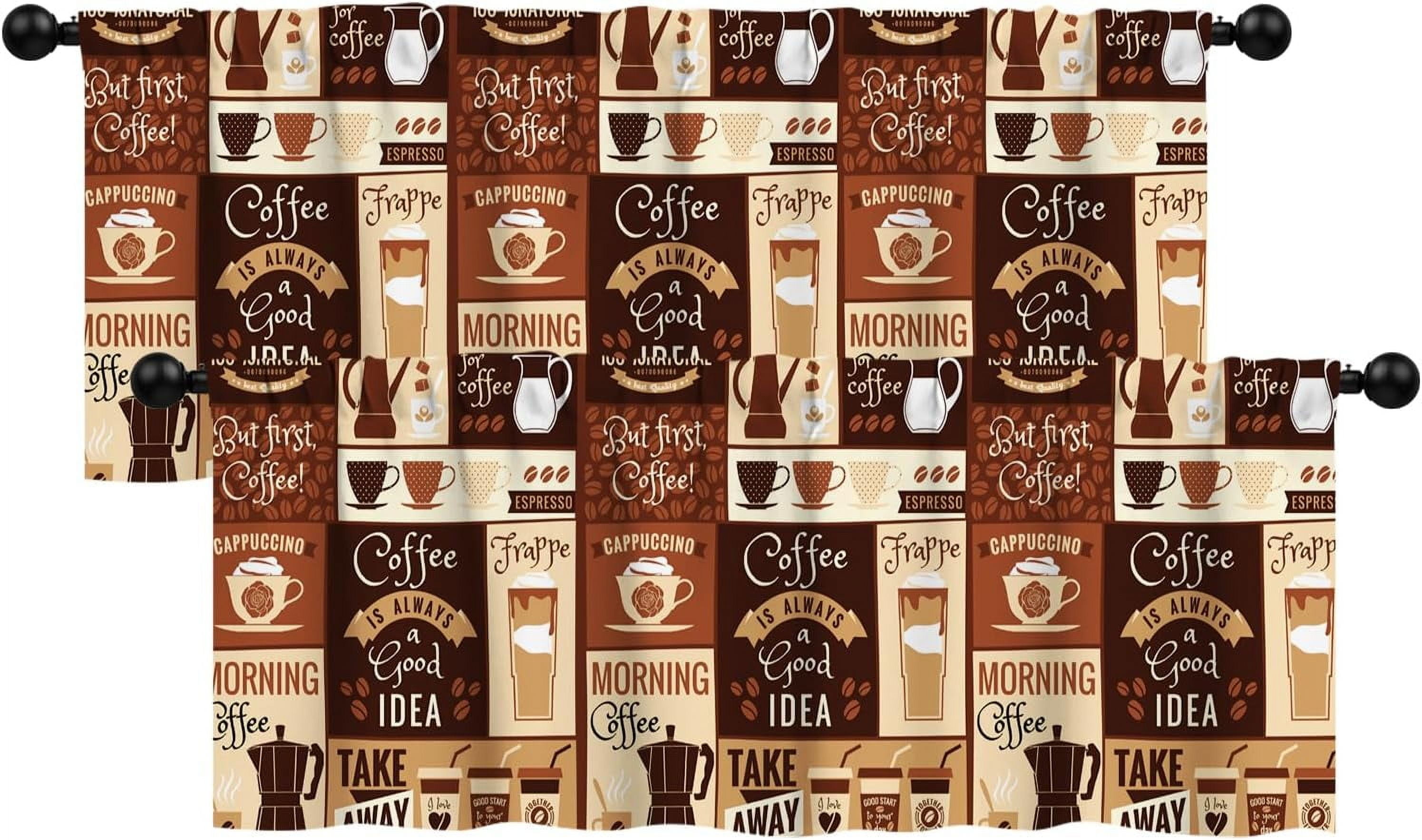 Brown Valances for Windows 2 Pack, Coffee Vintage Valance Curtains ...