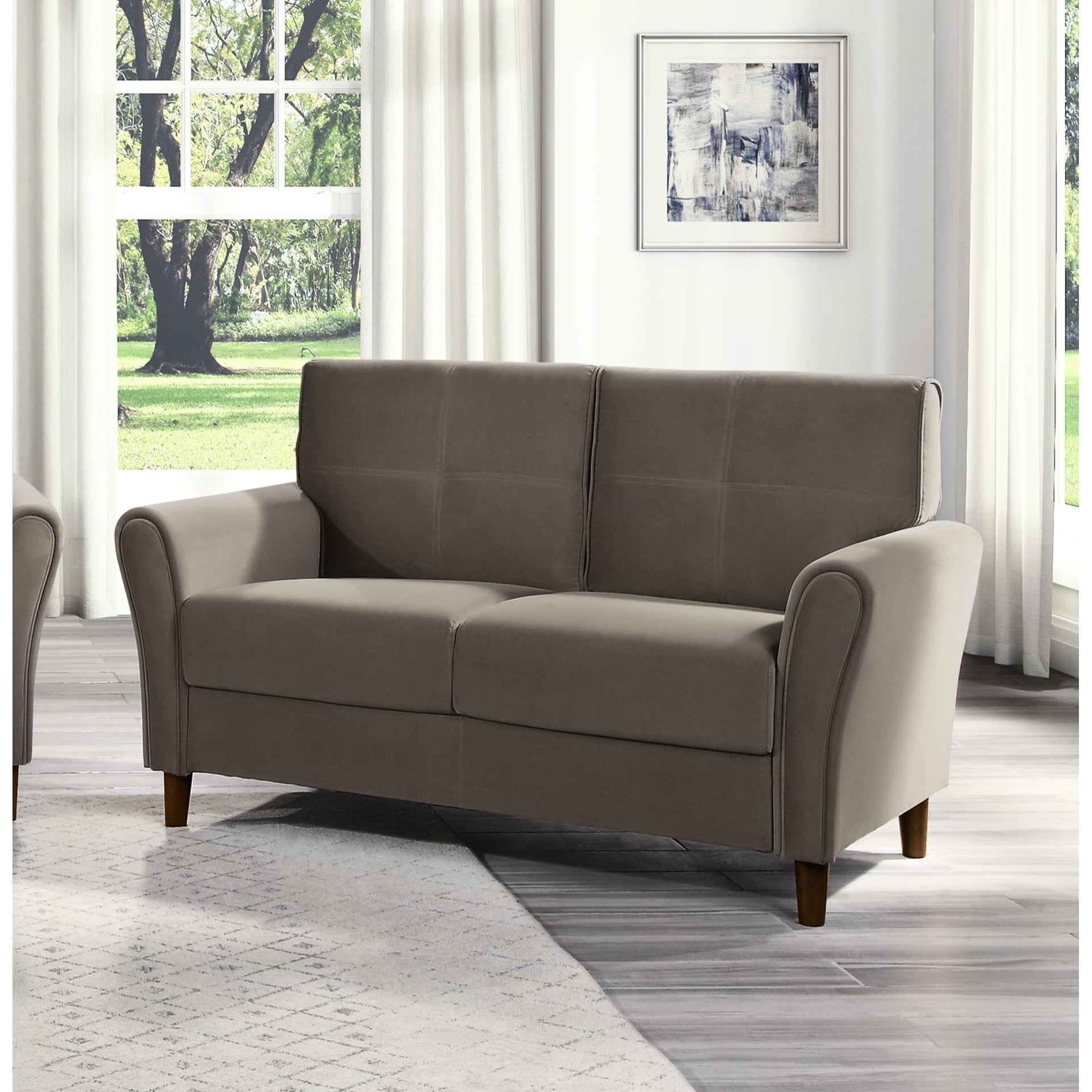 Brown Velvet With Flared Arms And High Foam Padding Solid Wood ...