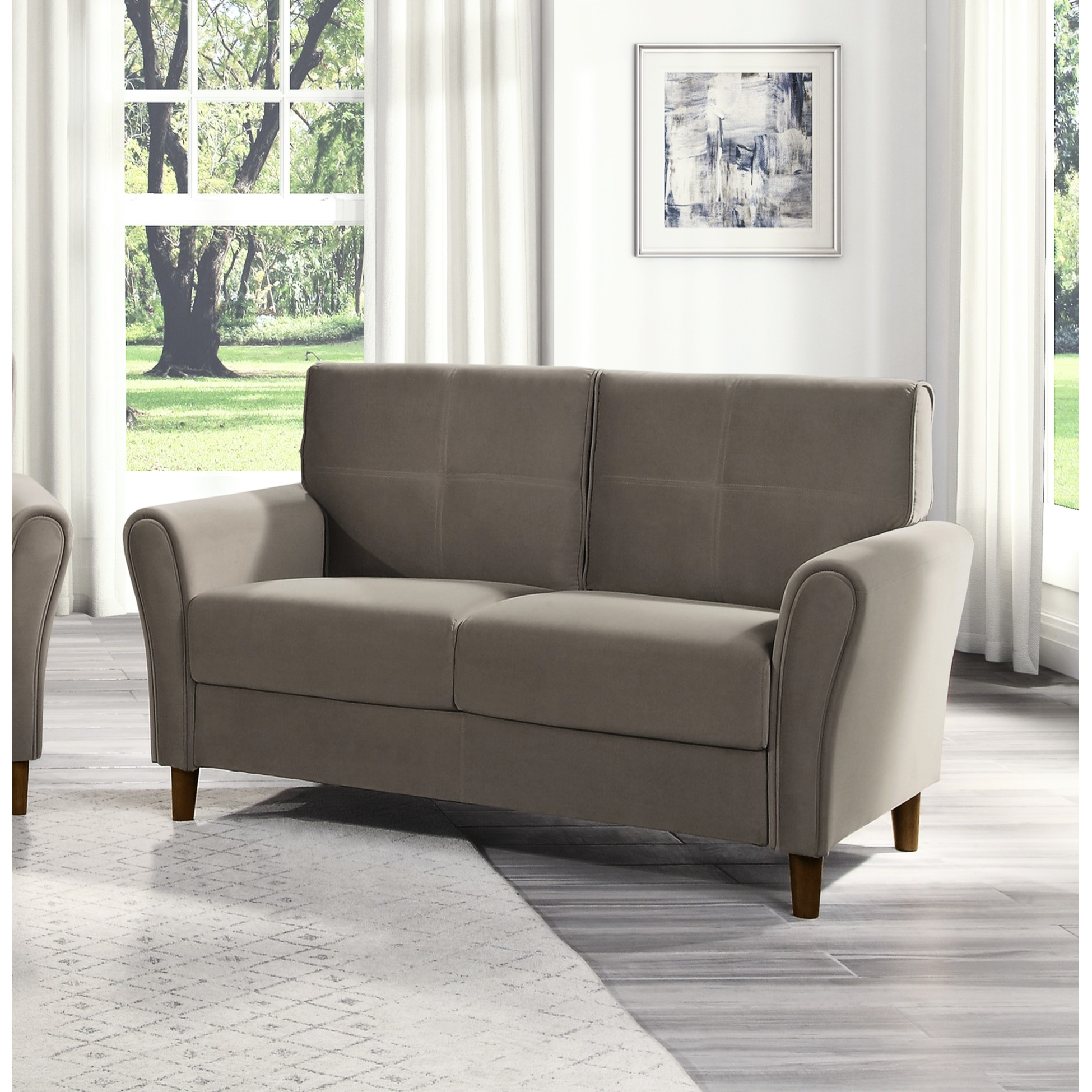 Brown Velvet With High Foam Padding, Solid Wood Feet Construction For ...