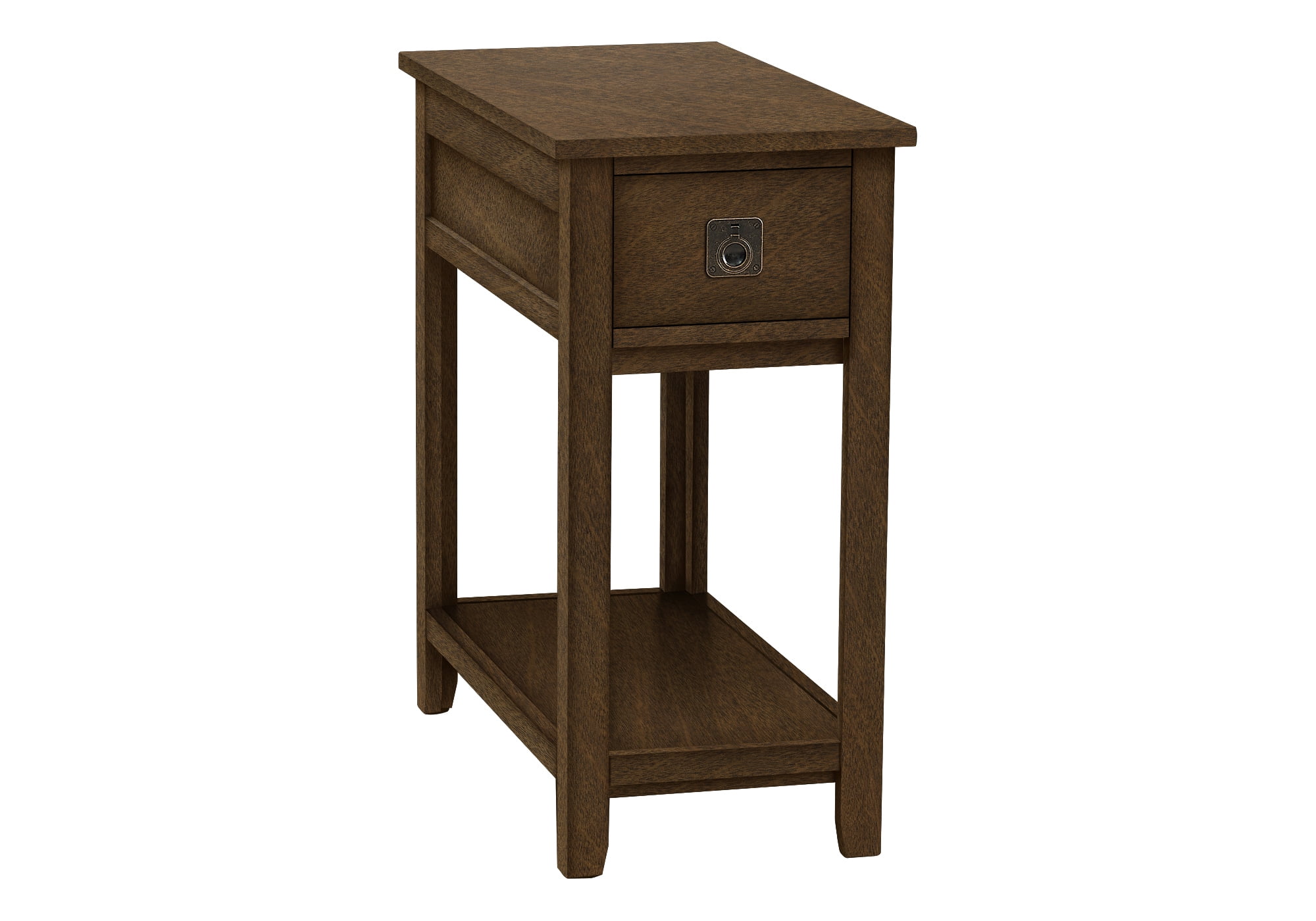Brown Veneer Storage Accent Table for Bedroom End Side Nightstand ...