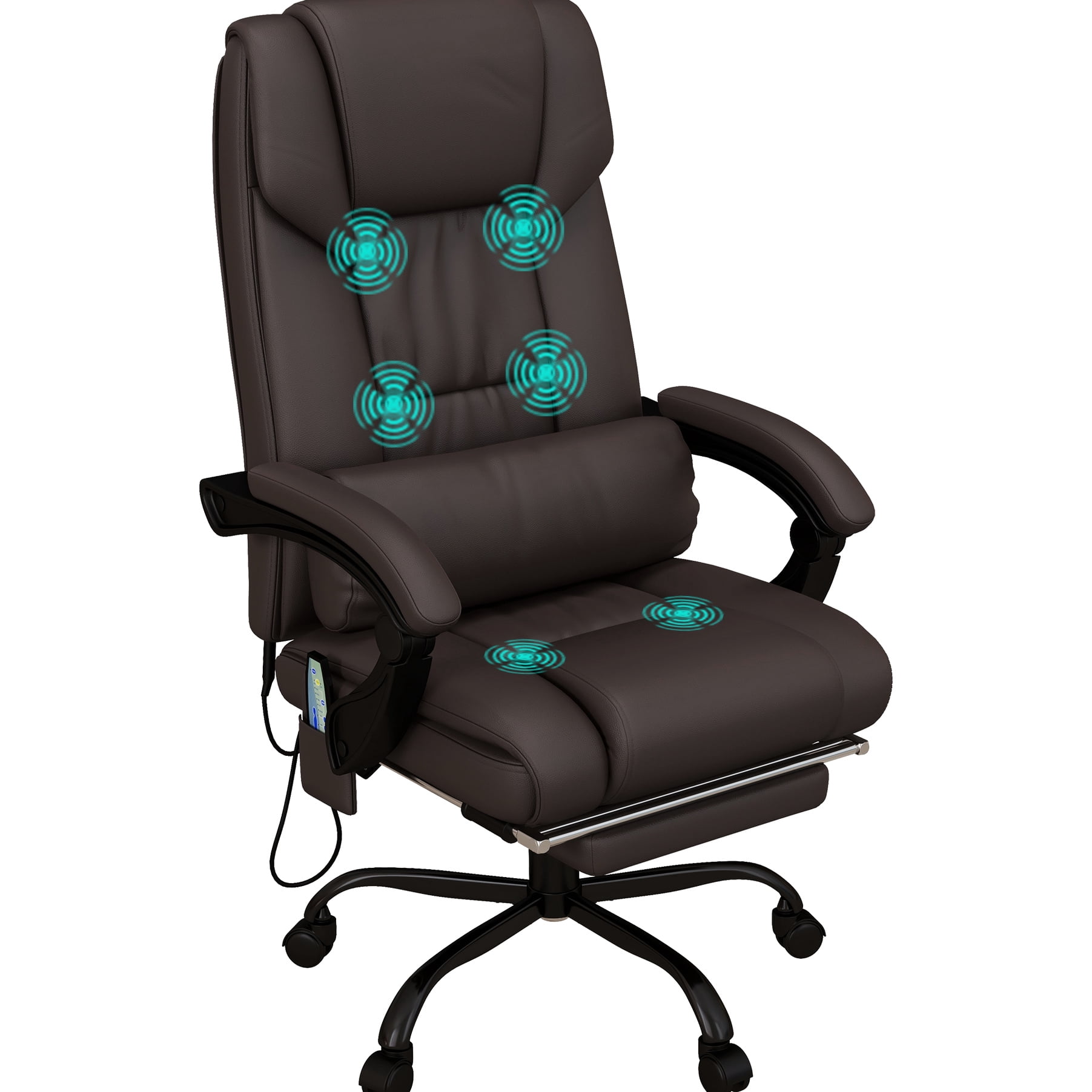 Brown Vibration Office Chair With 6, Adjustable, Reclining Footrest For ...