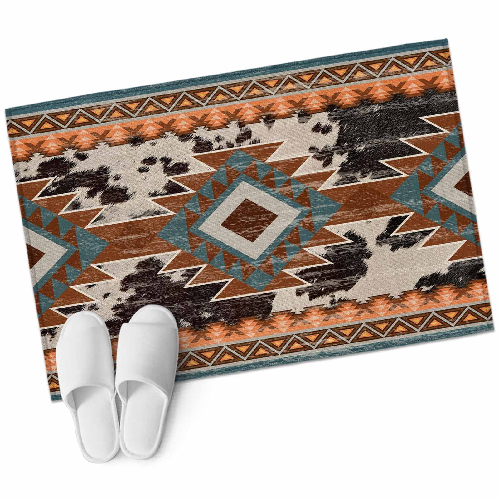 Brown Vintage Boho Bathroom Rug Washable 2x3 Entryway Rug Non Slip ...