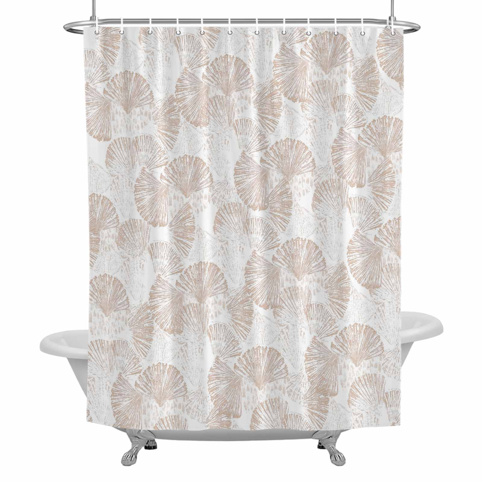 Brown Vintage Coastal Shower Curtain, Summer Oceans Shell Texture ...