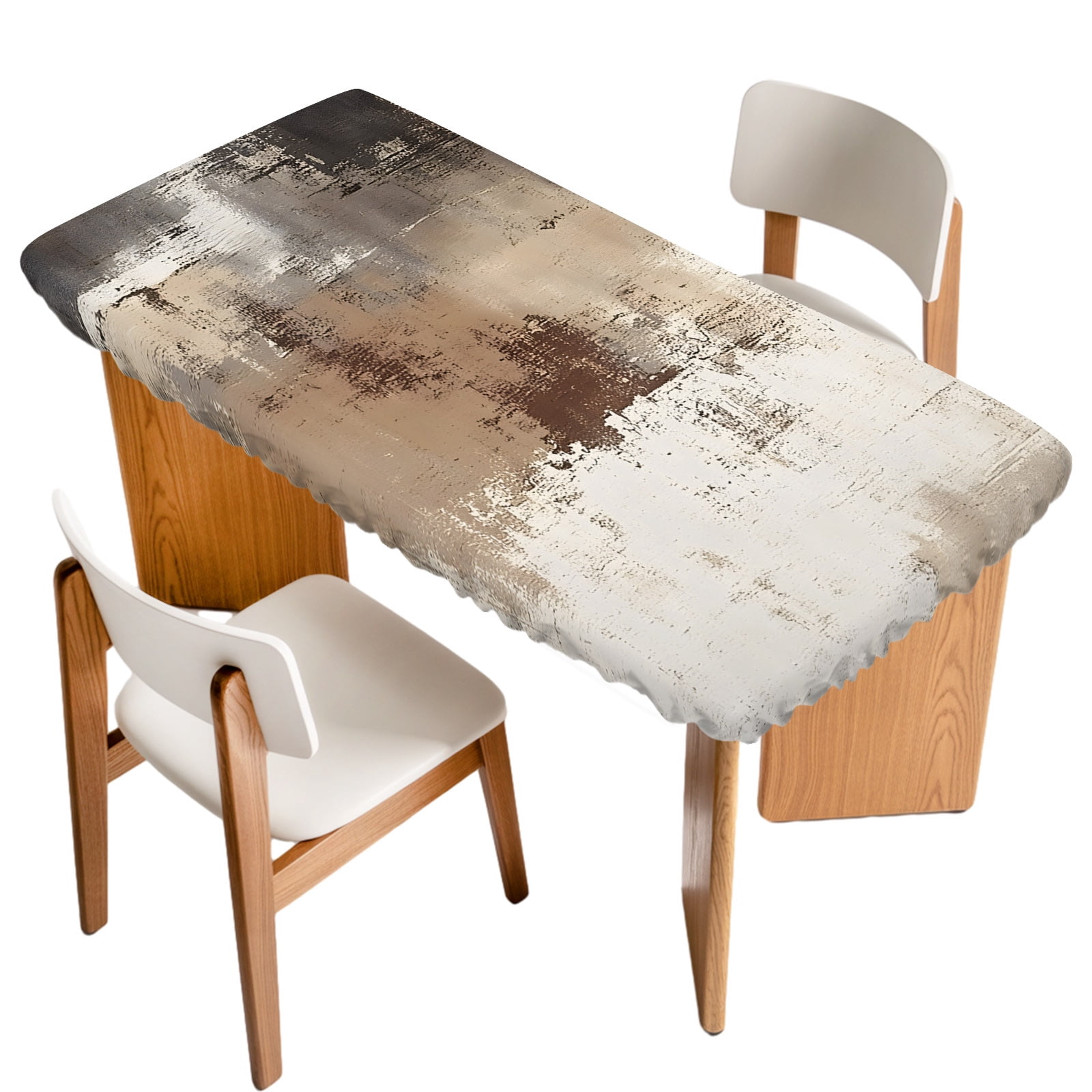 Brown Vintage Fitted Rectangle Tablecloth 32" x 72" Watercolor Abstract ...