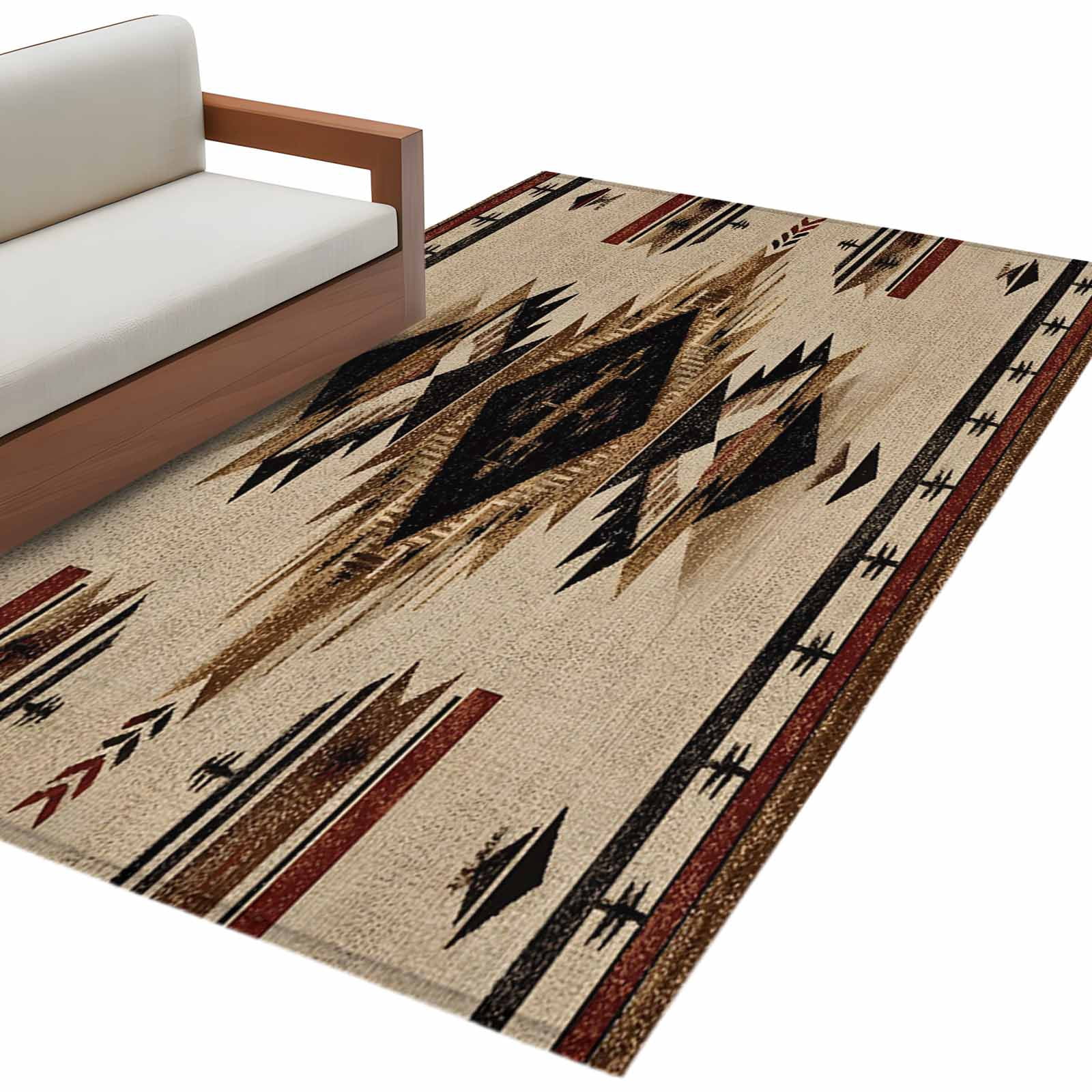 Brown Vintage Geometric Boho Area Rug 3x5 Washable Rug Non Slip Retro ...