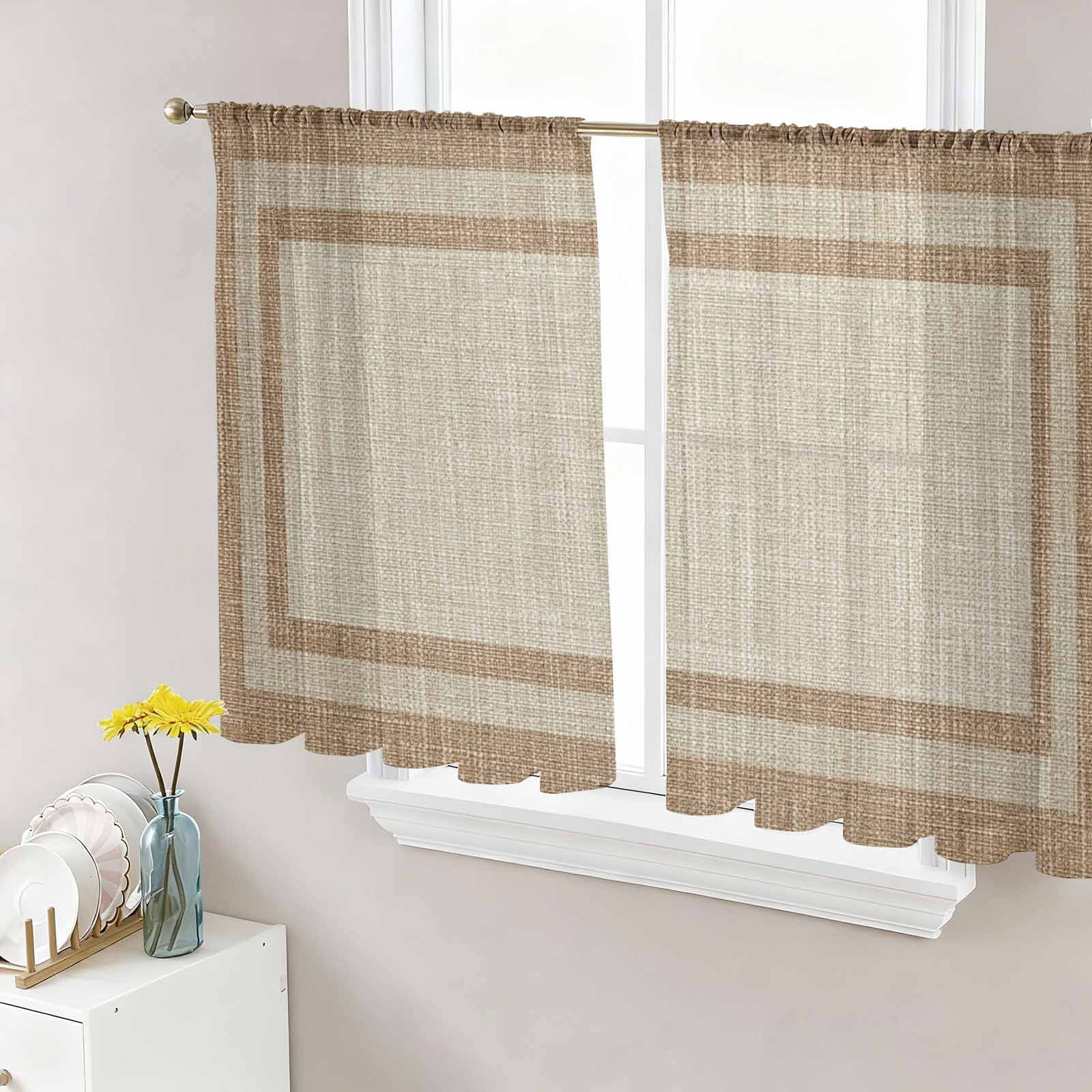 Brown Vintage Sheer Curtains for Living Room Bedroom Rustic Farmhouse ...