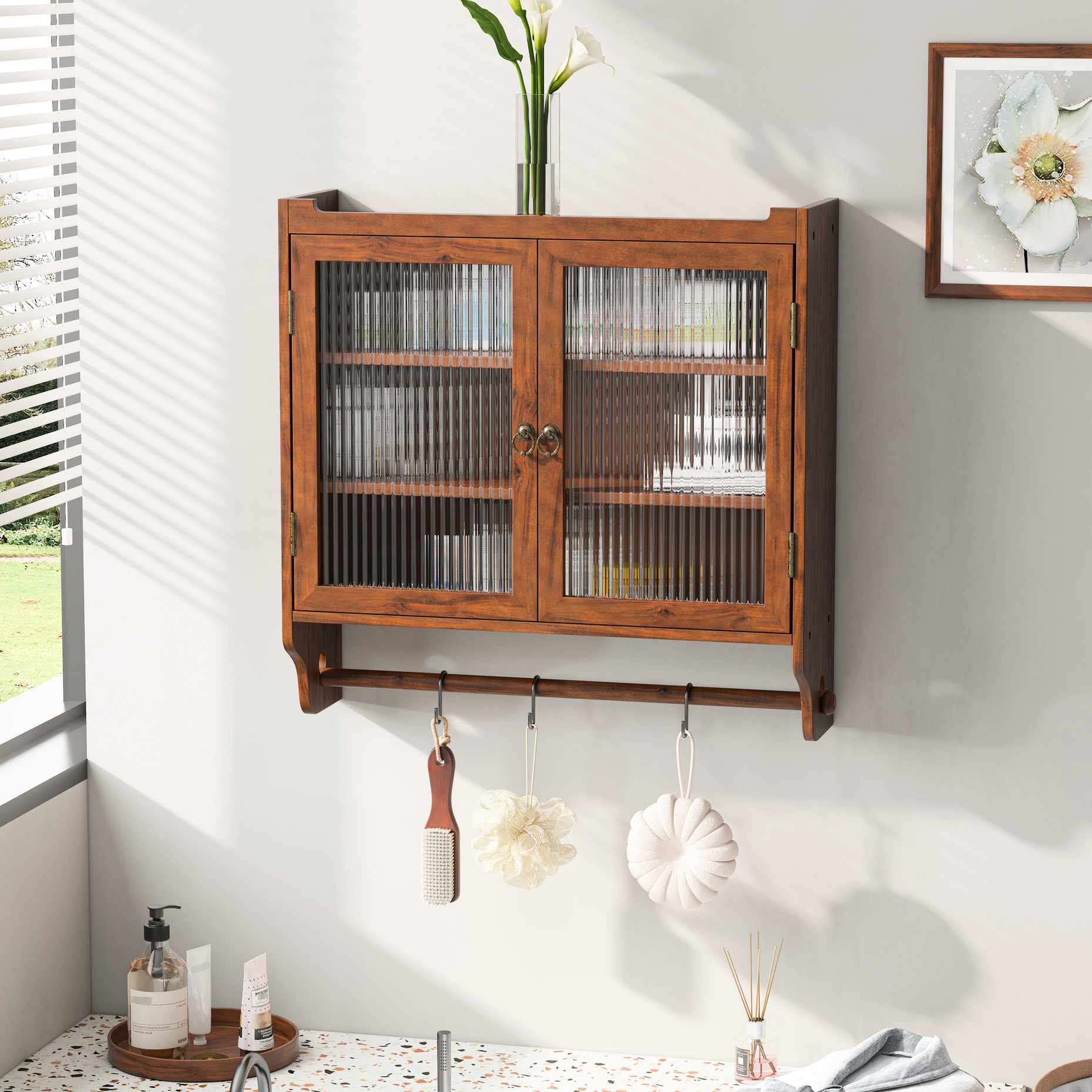 Brown Vintage Sideboard with Glass Doors | Store Items in Closed ...